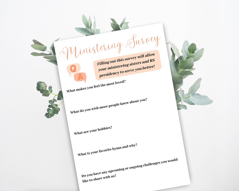 Ministering Sisters Survey Ministering Handout LDS LDS - Etsy