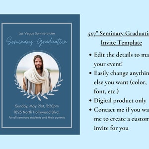 LDS Seminary Graduation Invite Canva Invitation Template - Etsy