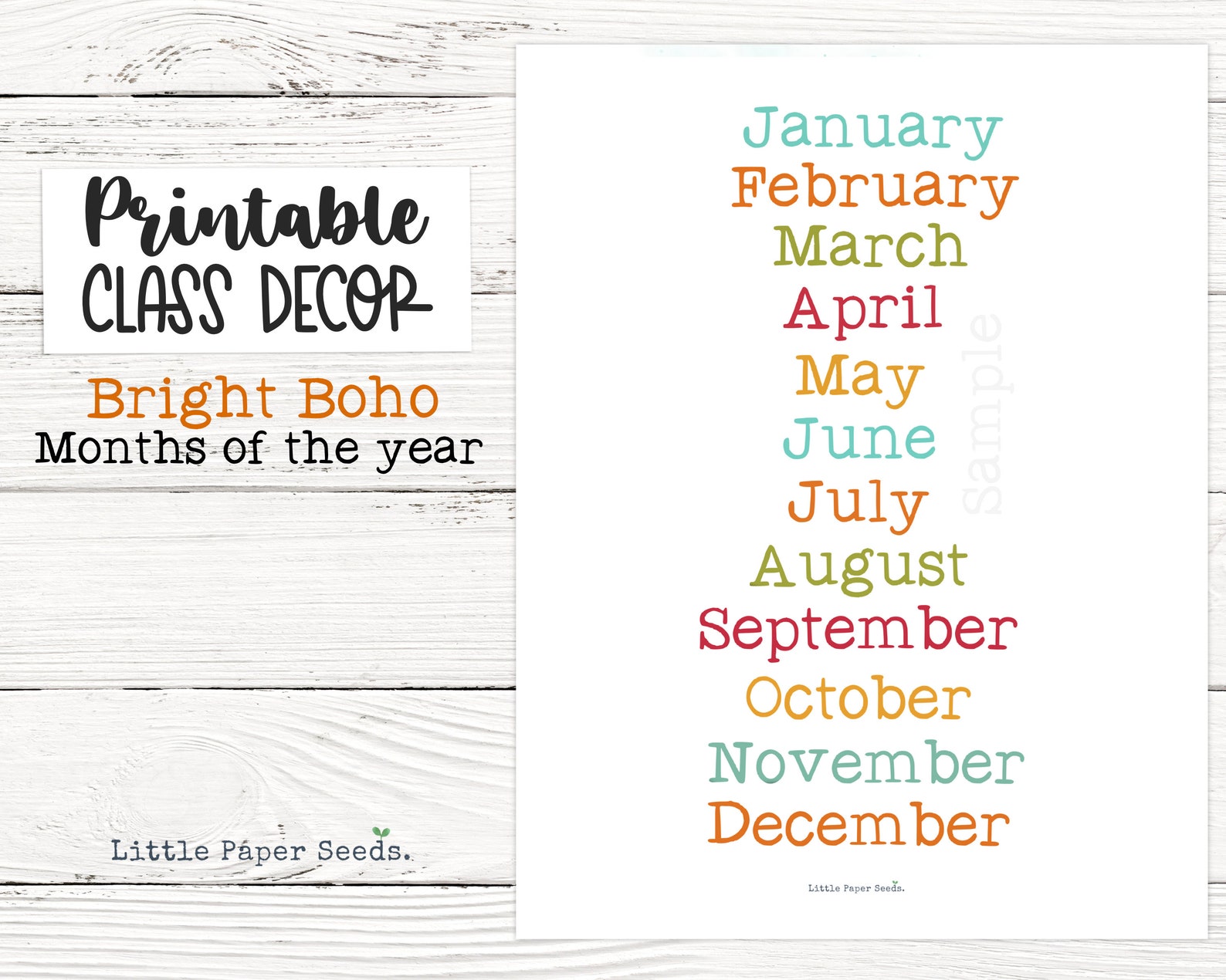 Months of the Year Print Digital Wall Art Educational - Etsy