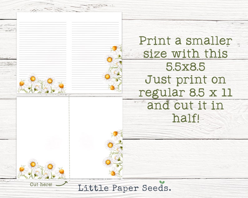 Daisy Printable Stationary Printable Stationary Stationary - Etsy