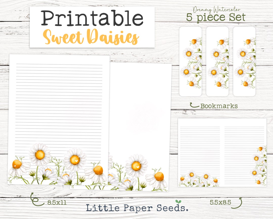 Daisy Printable Stationary Printable Stationary Stationary - Etsy
