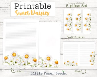 Daisy Printable Stationary Printable Stationary Stationary - Etsy