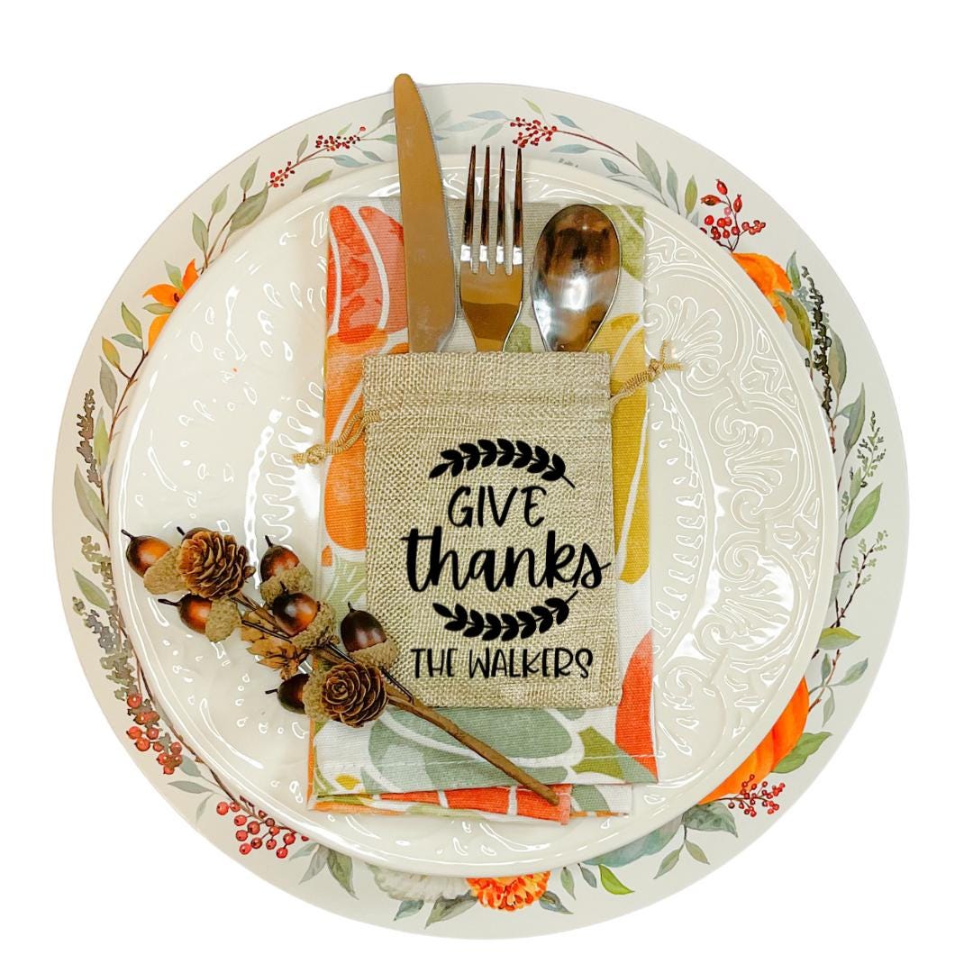 Give Thanks Thanksgiving Table Decor Setting, Thanksgiving Personalized ...