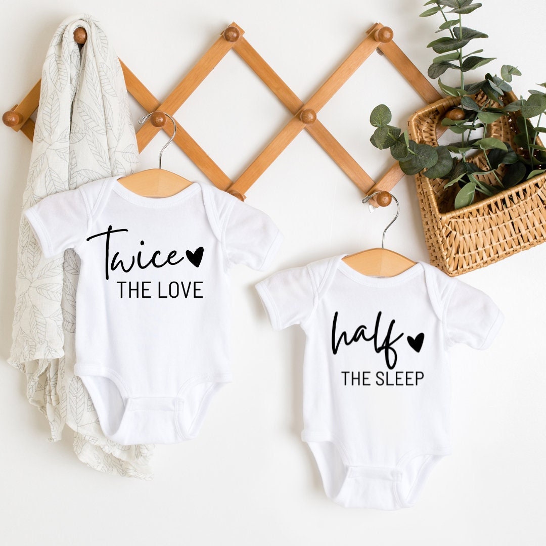 Twice Funny Twins Baby Announcement Onesie®, IVF Pregnancy Announcement ...