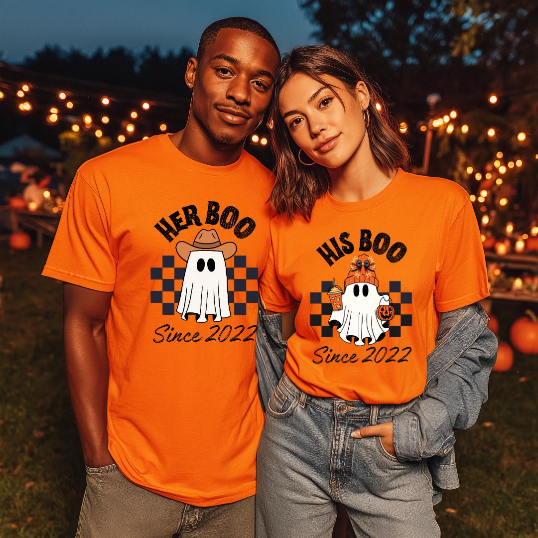 His and Her Boo Halloween Matching Couple Shirts: Personalized T-shirts ...