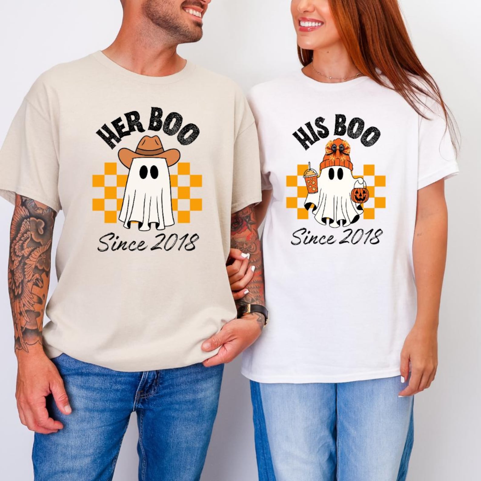 His and Her Boo Halloween Matching Couple Shirts: Personalized T-shirts ...