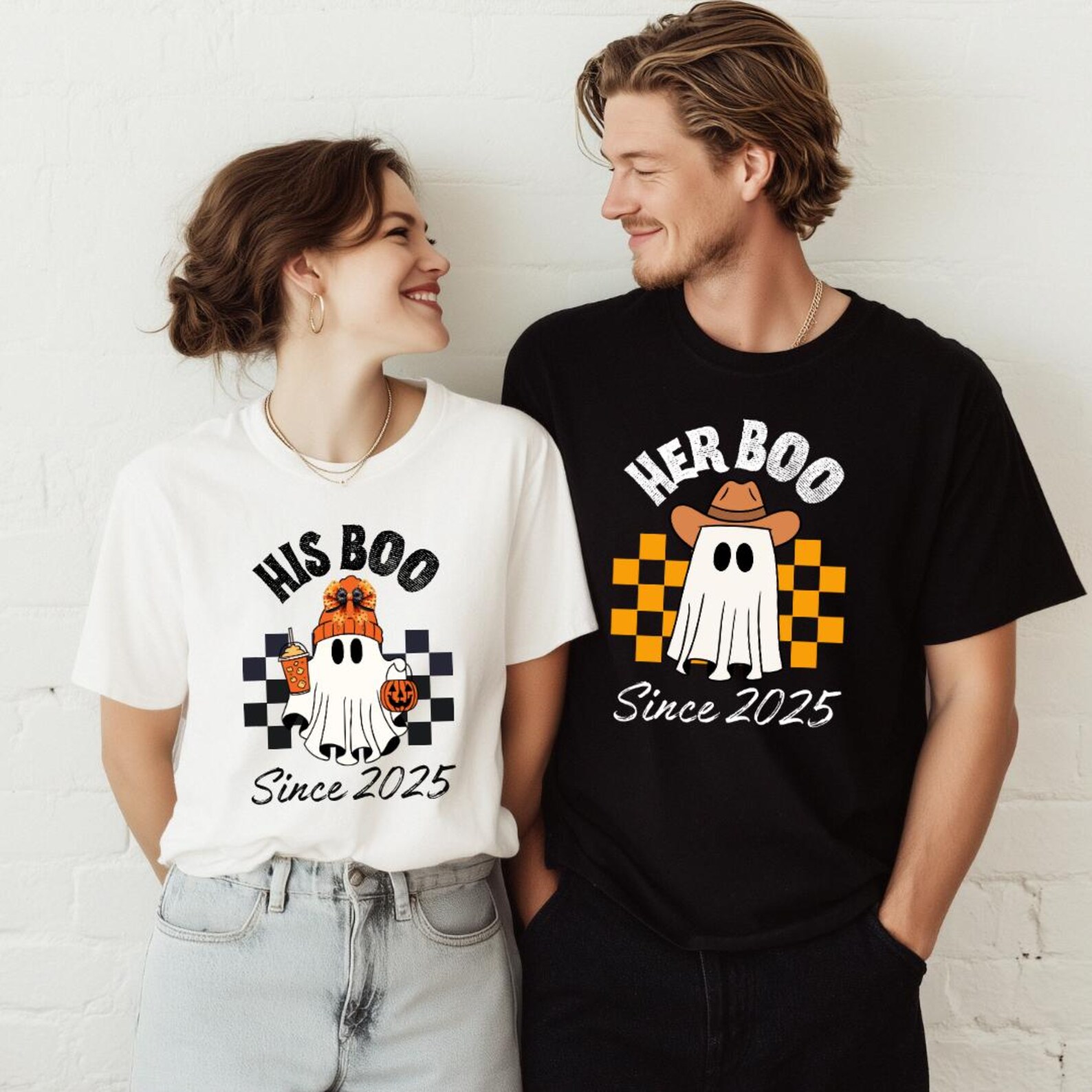 His and Her Boo Halloween Matching Couple Shirts: Personalized T-shirts ...