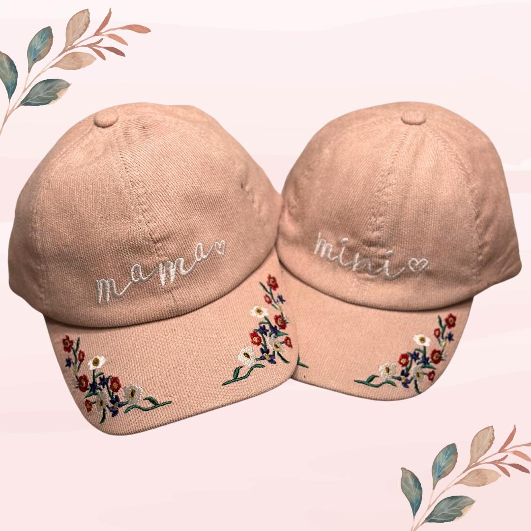 Mama and Mini Embroidered Corduroy Hat, Corduroy Matching Mommy and Me ...