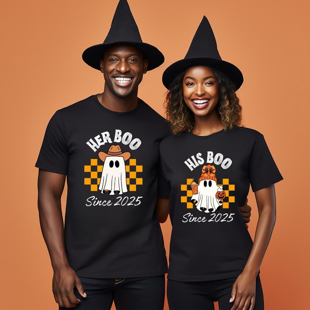 His and Her Boo Halloween Matching Couple Shirts: Personalized T-shirts ...