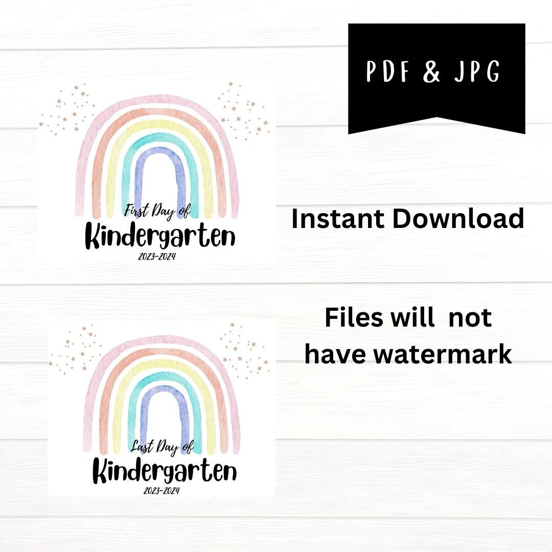 First Day of School Sign, Grade Sign Boho Rainbow Back to School ...