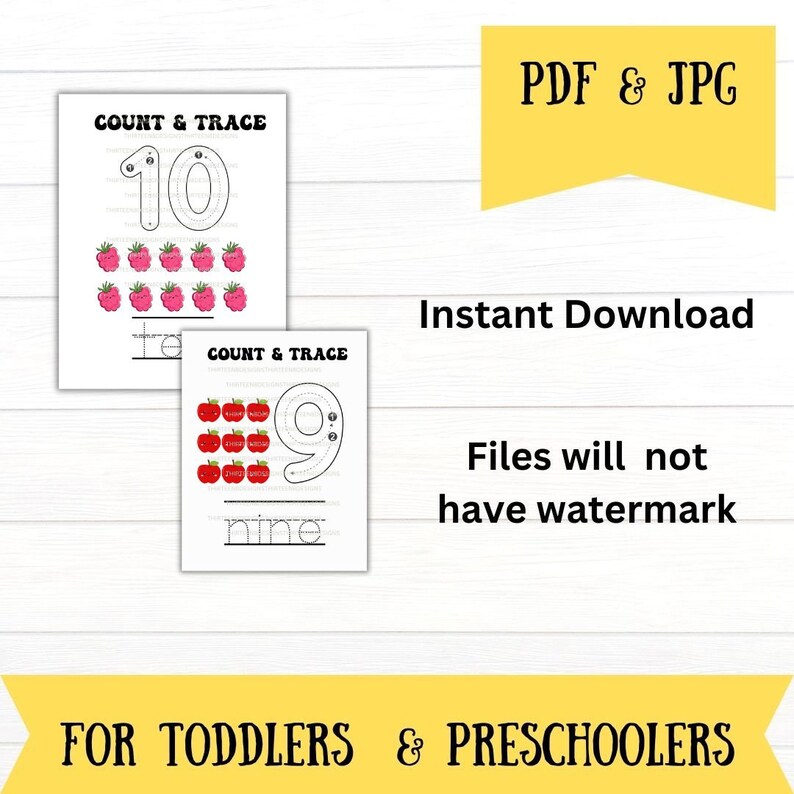 10 Number Tracing Worksheets, Traceable Numbers, Preschool Worksheets ...
