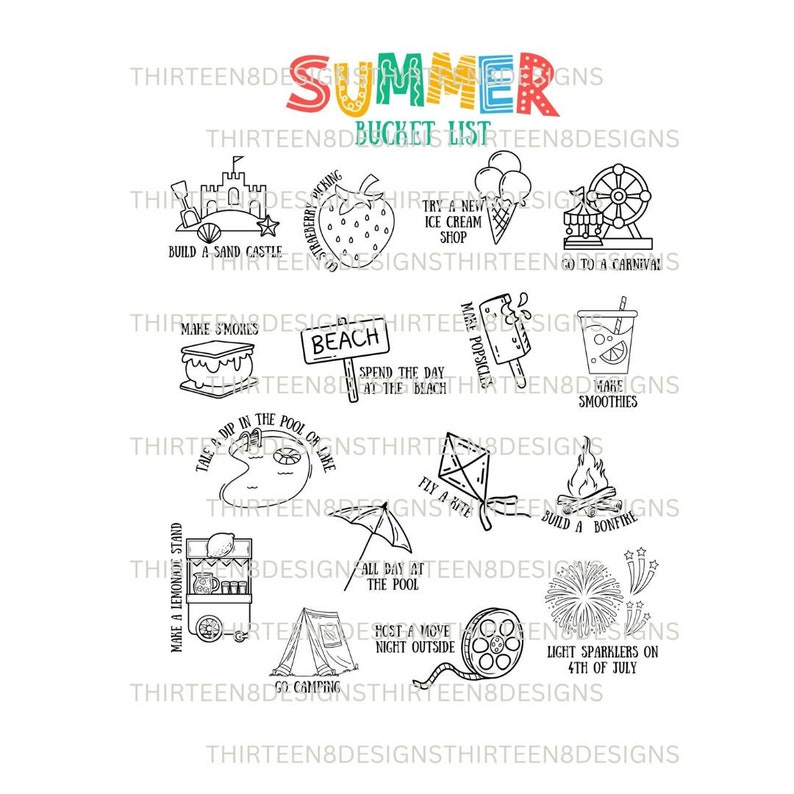 Summer Bucket List Printable, Summer Break Bucket List Template, Summer ...