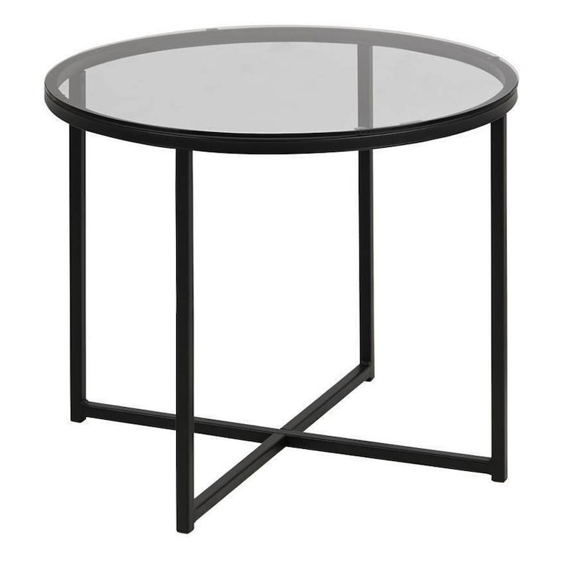 Round Glass Table Color Black Modern Coffee Table - Etsy