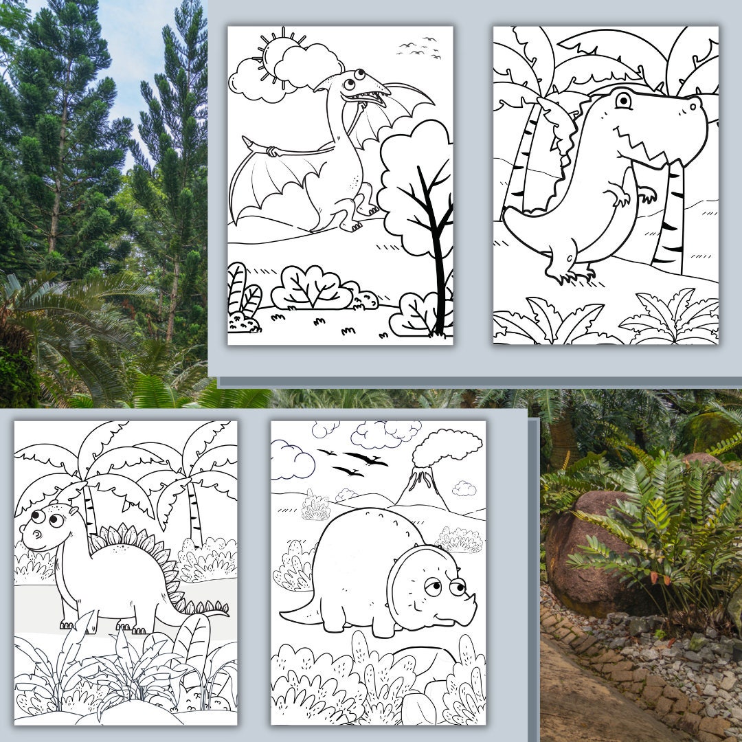 Dinosaur Adventure: Printable Coloring Book - Etsy