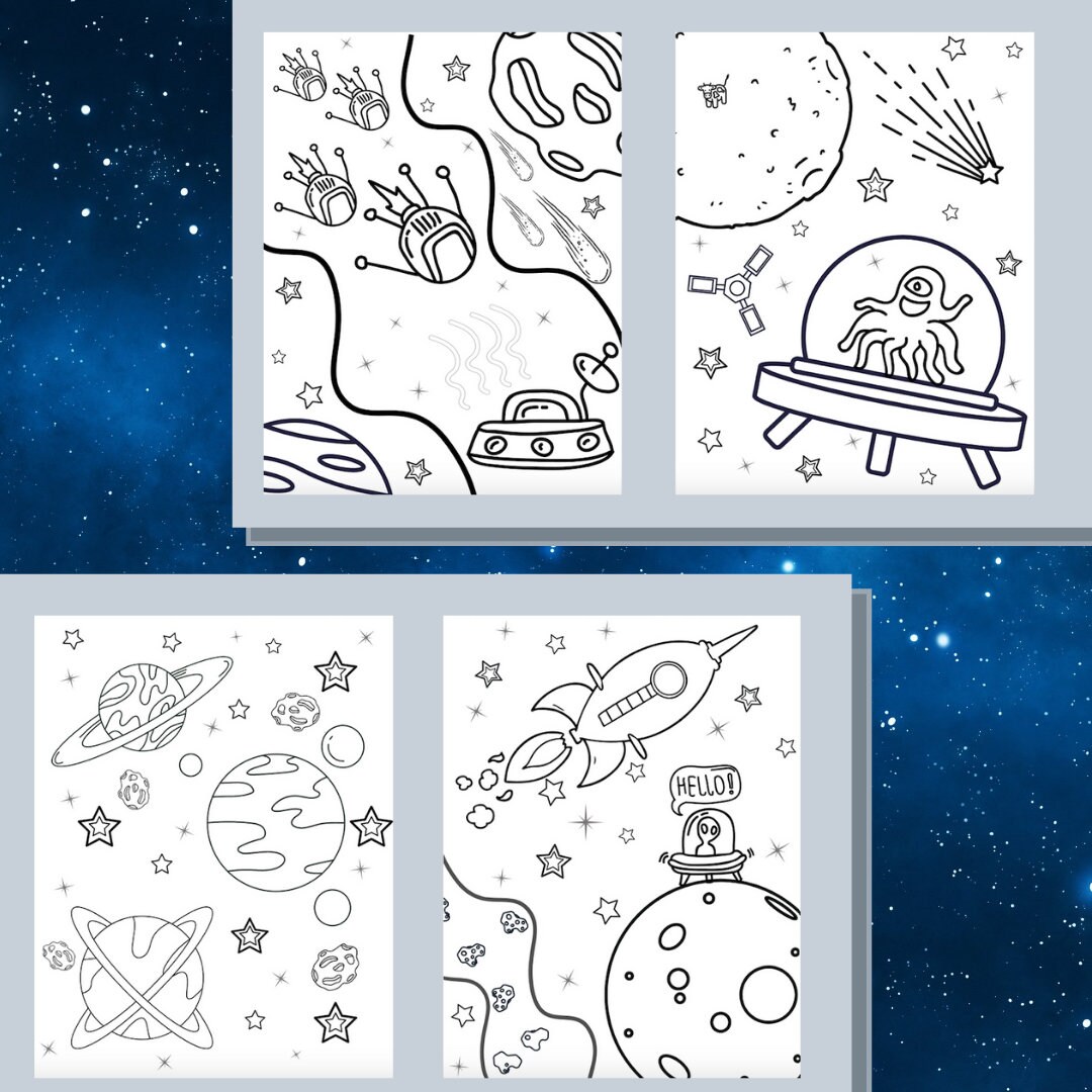 Space Adventure: Printable Coloring Book - Etsy