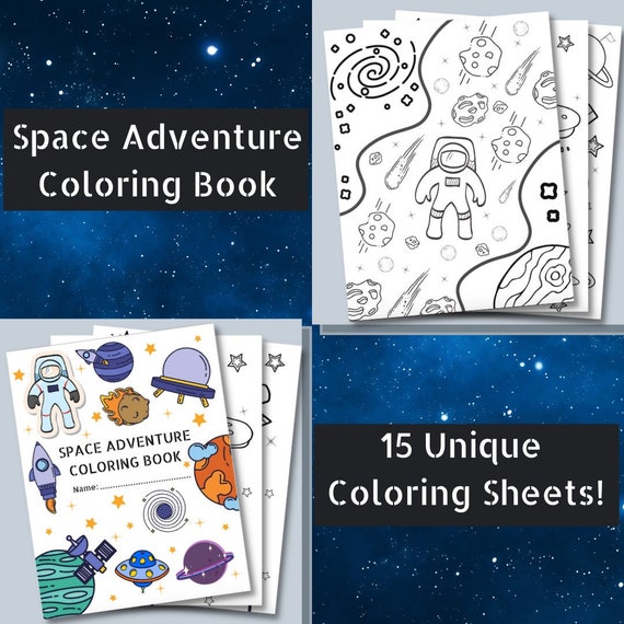 Space Adventure: Printable Coloring Book | Etsy