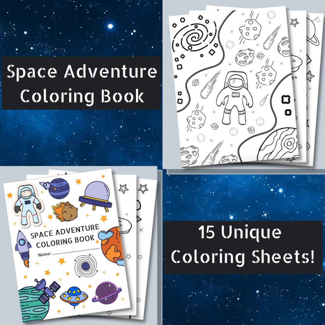 Space Adventure: Printable Coloring Book - Etsy