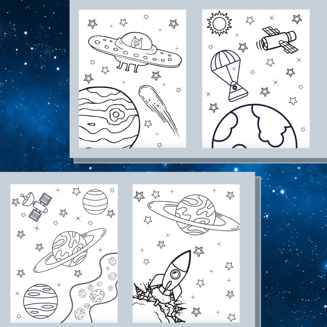 Space Adventure: Printable Coloring Book - Etsy