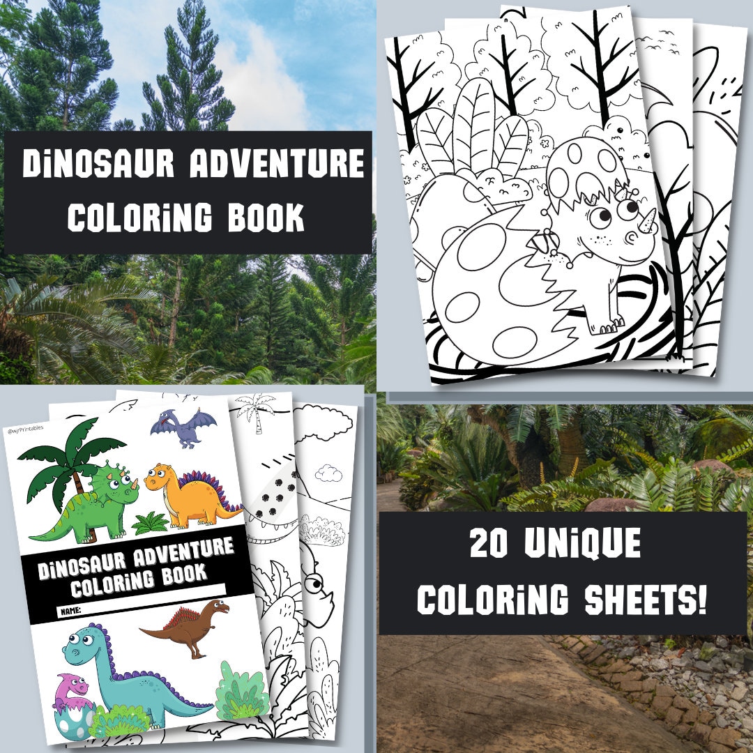 Dinosaur Adventure: Printable Coloring Book - Etsy