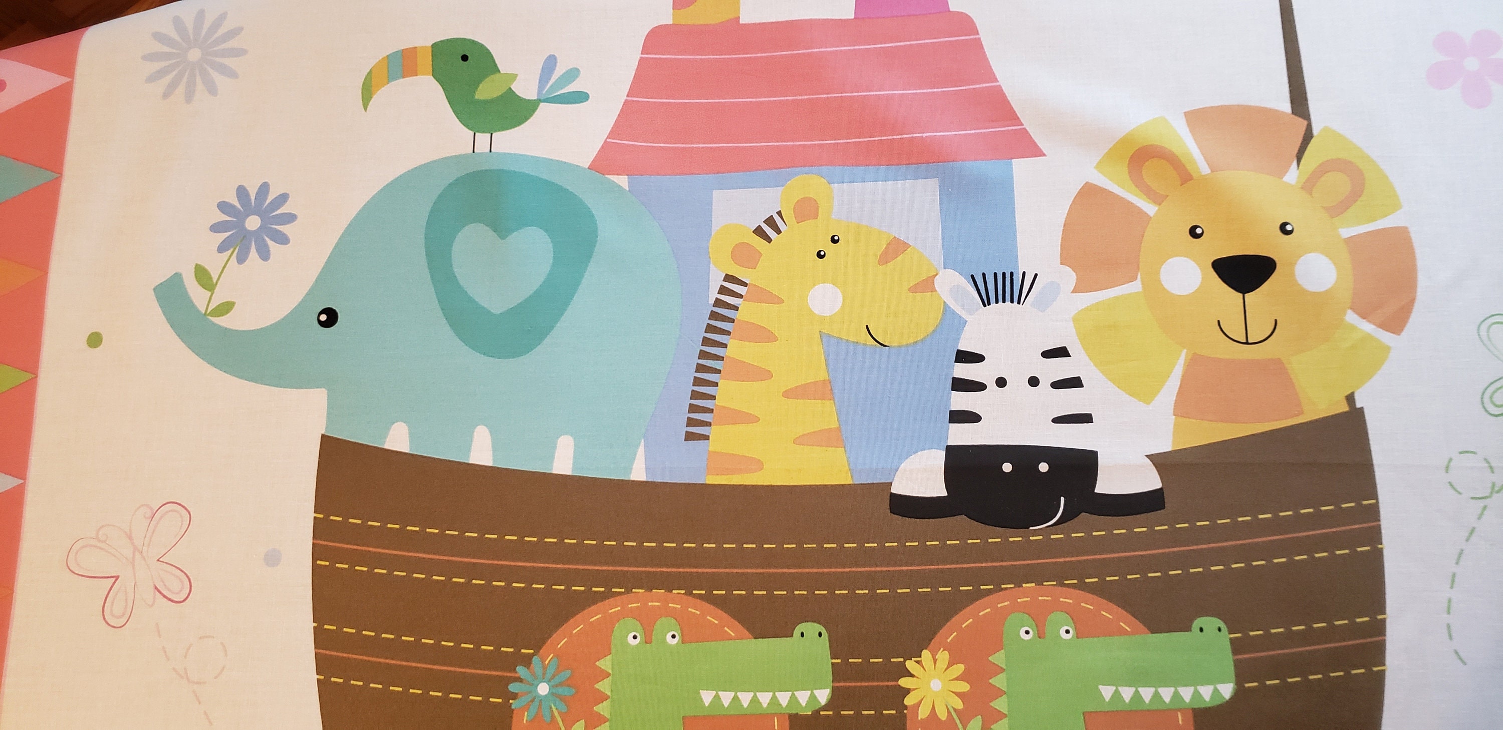 Noahs Ark Baby Panel, Baby Panel, 100% Cotton, Fabric Panel, Panel ...