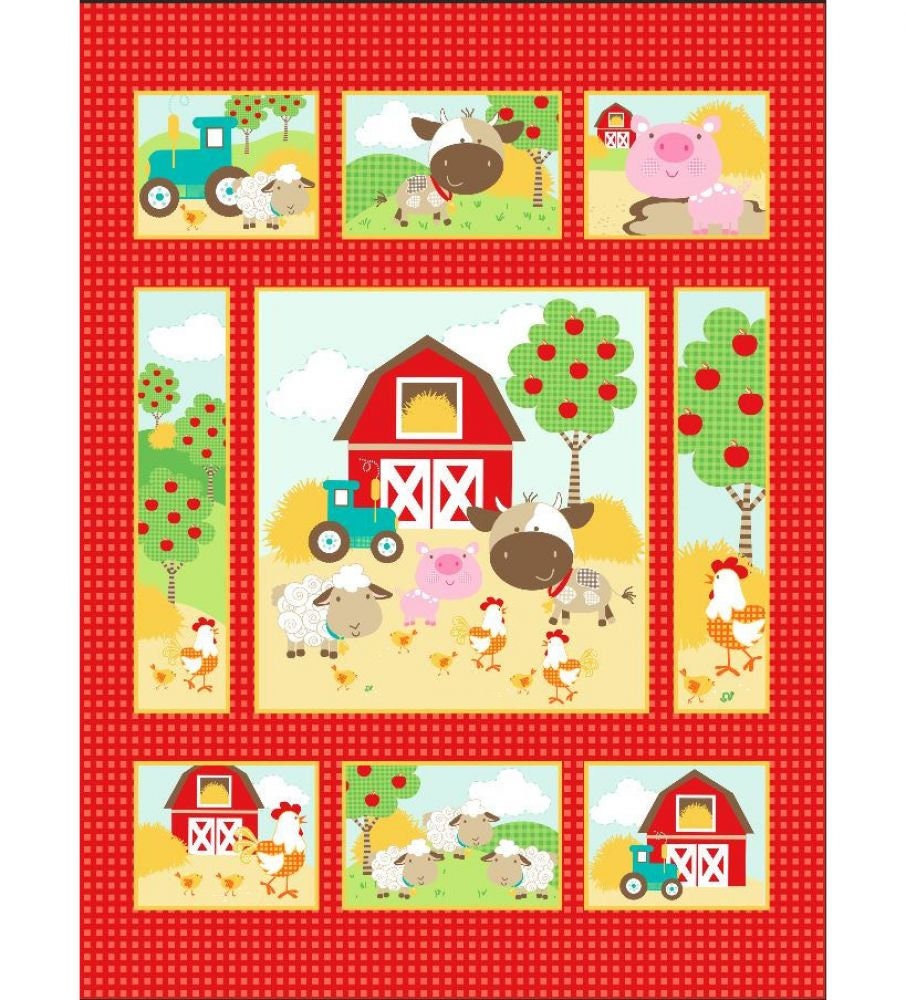 Farm Yard Baby Panel, Cotton, Baby Panel, Baby Boy Panel, 100% Cotton ...