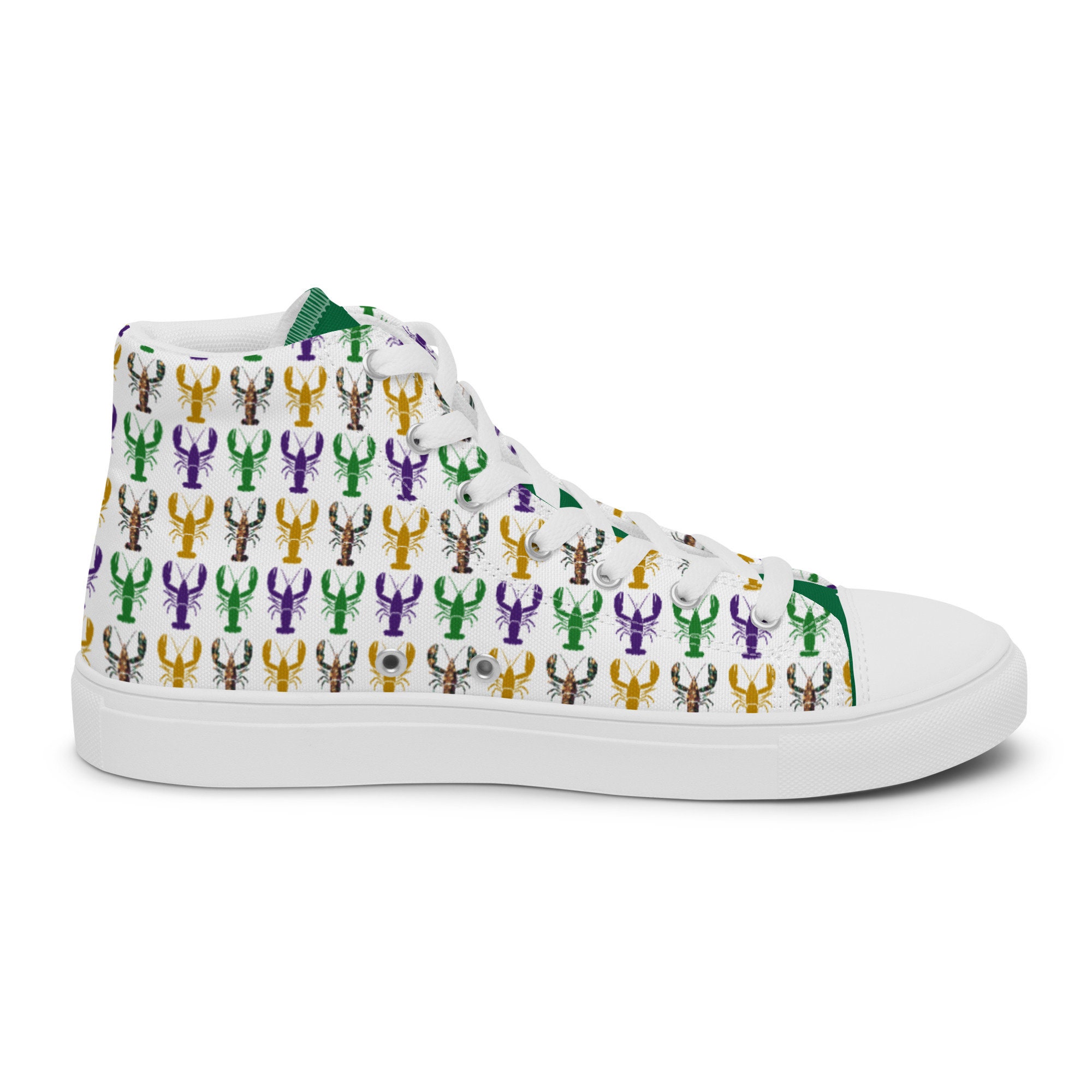 Women’s | Mardi Gras Crawfish Pattern | High Top Canvas Shoes - White ...
