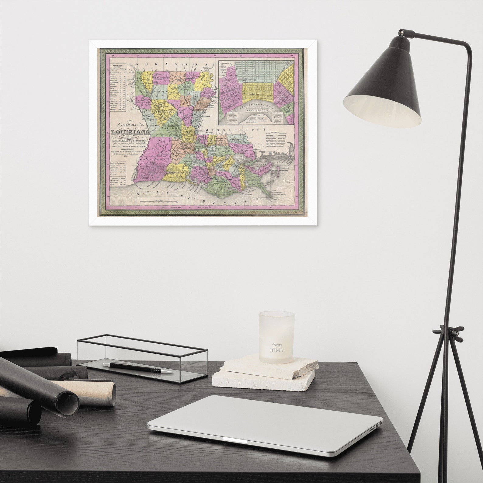 Map of Louisiana Framed Poster | Vintage New Orleans Map | New Orleans ...