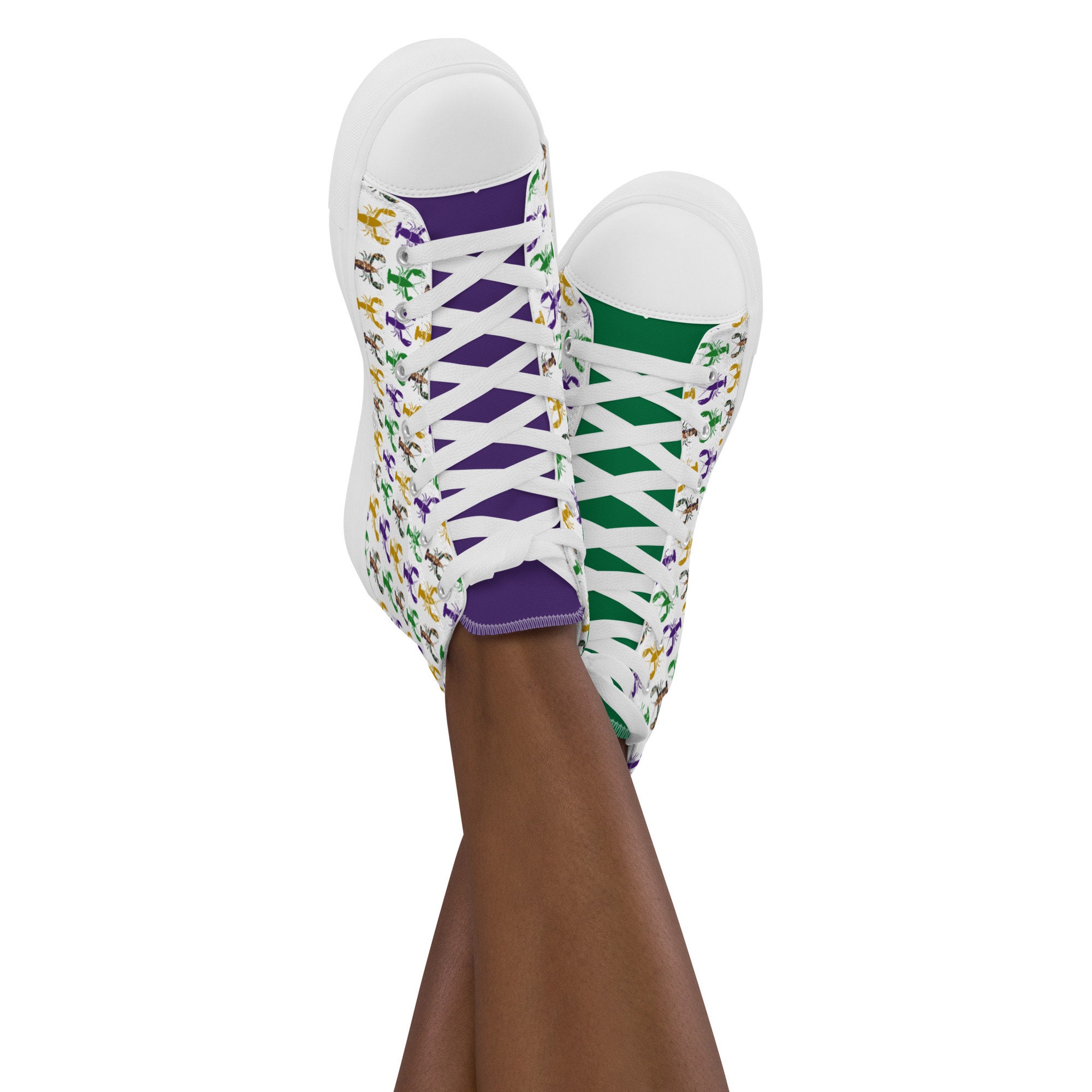 Women’s | Mardi Gras Crawfish Pattern | High Top Canvas Shoes - White ...