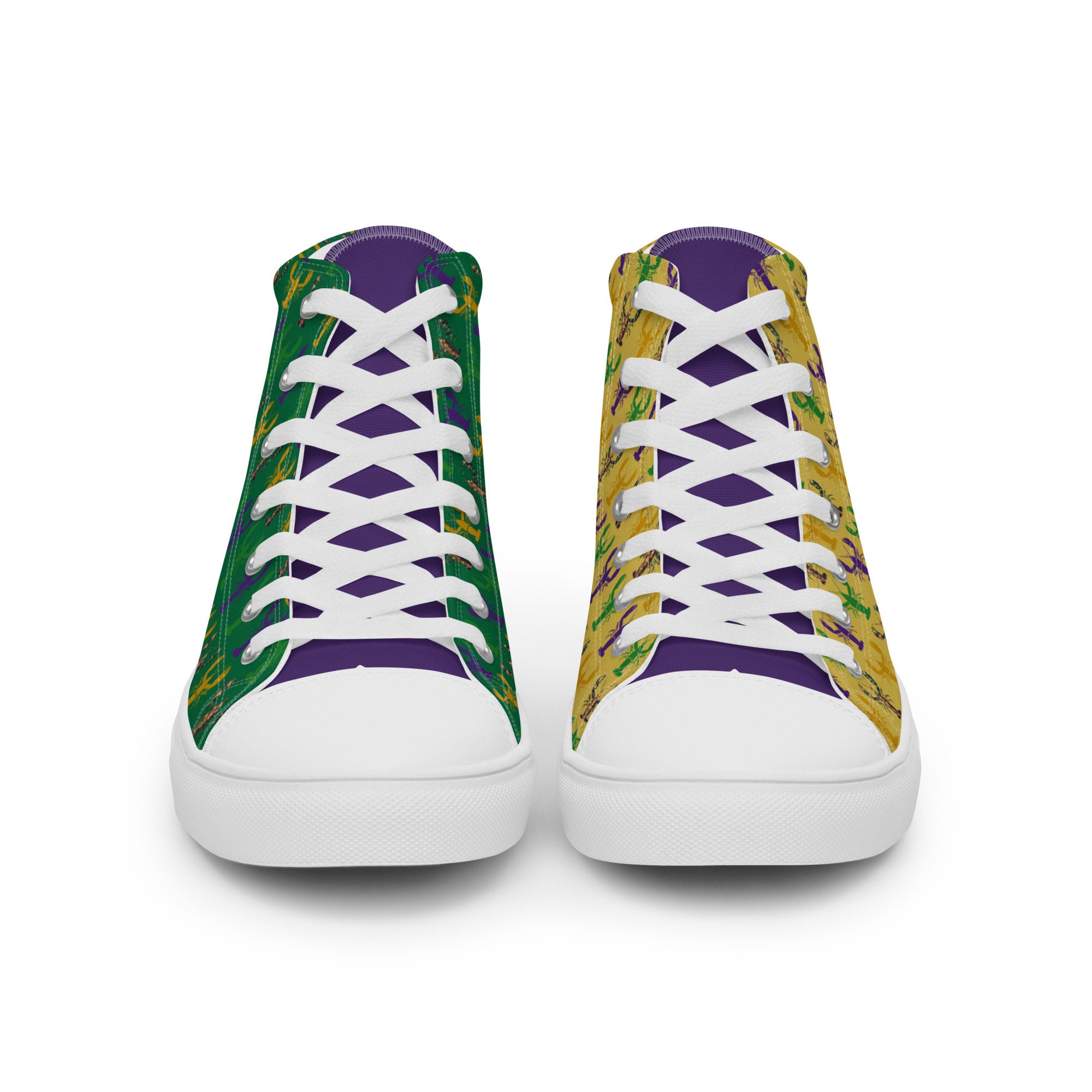 Men’s | Mardi Gras Crawfish Pattern | High Top Canvas Shoes - Purple ...