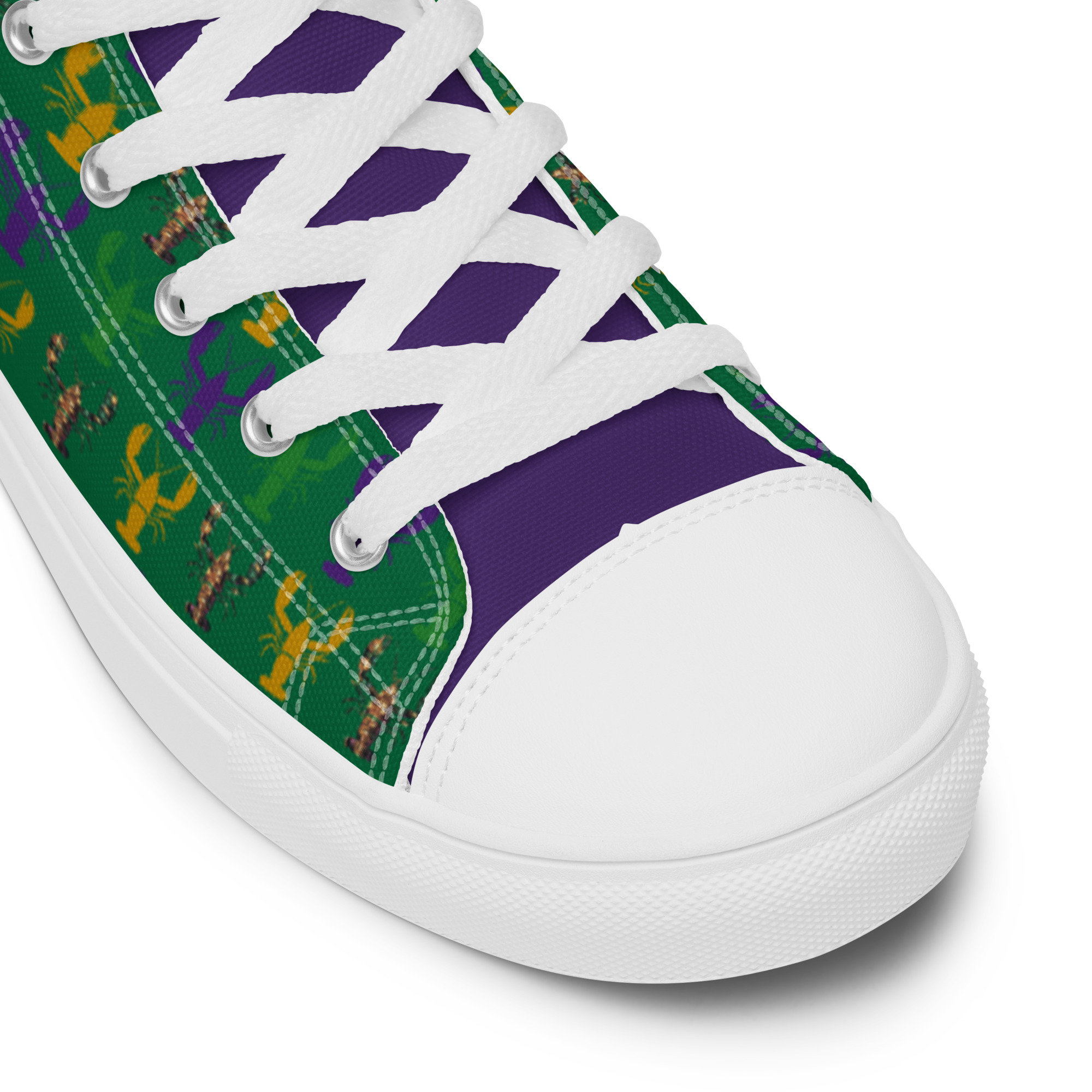 Men’s | Mardi Gras Crawfish Pattern | High Top Canvas Shoes - Purple ...