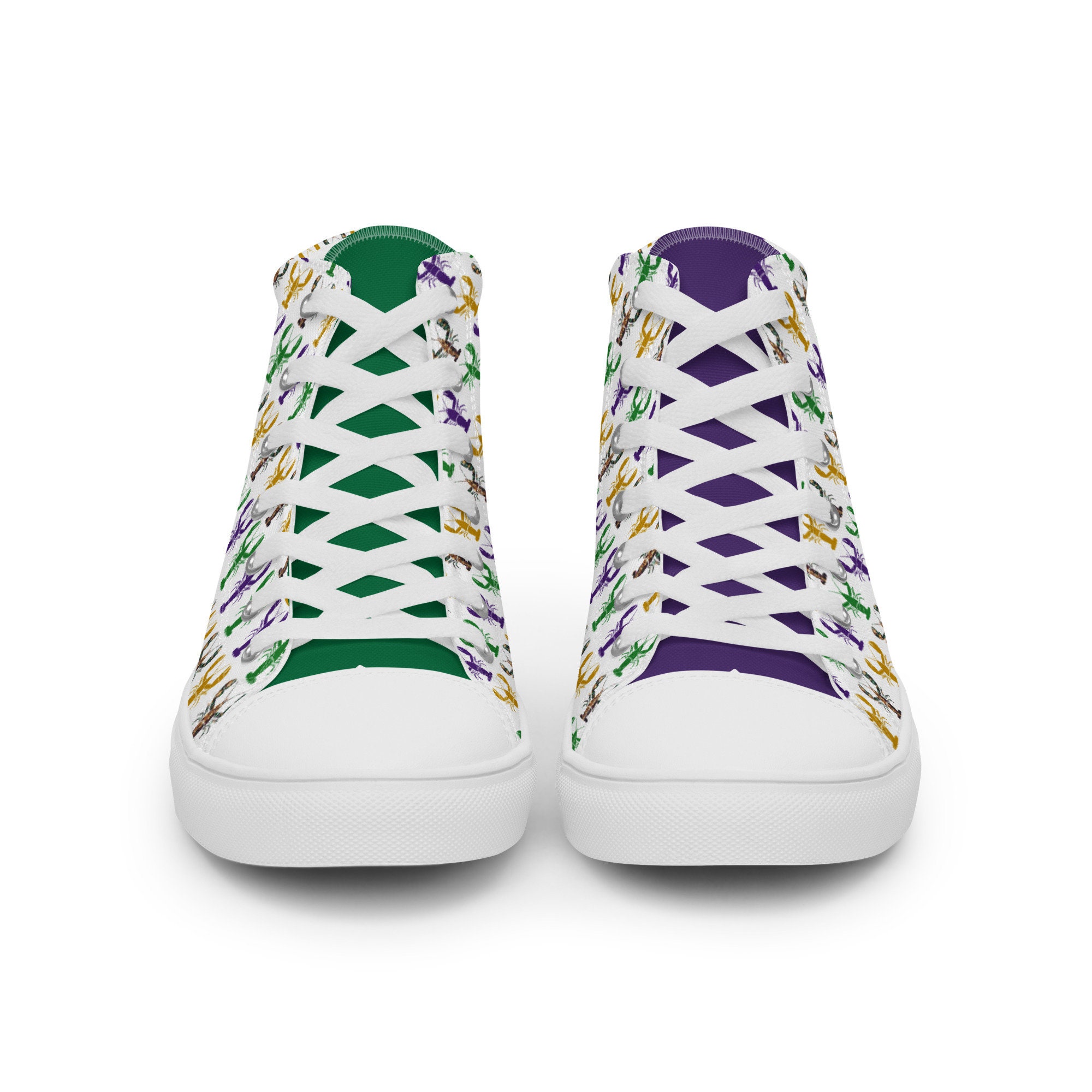 Men’s | Mardi Gras Crawfish Pattern | High Top Canvas Shoes - Purple ...