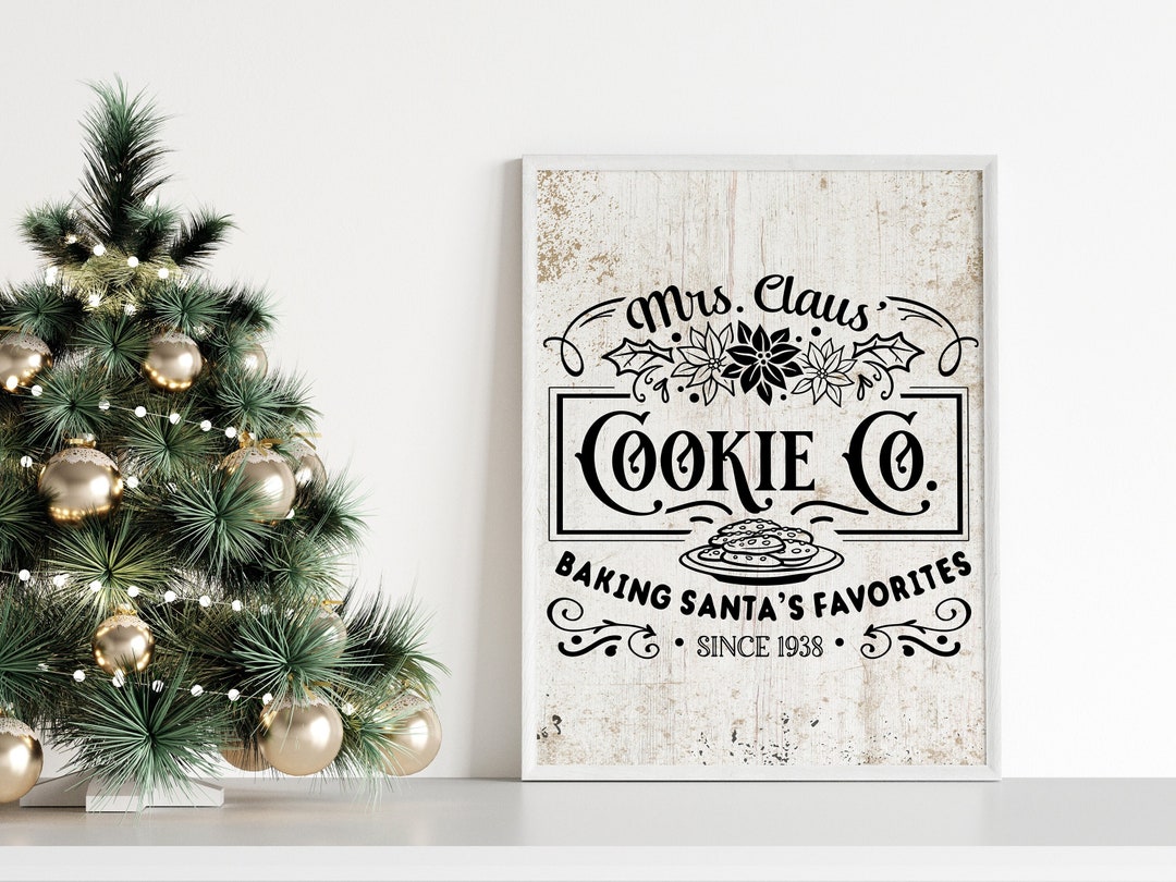 Mrs Claus Cookie Co Baking Santa's Favourites Wall Print / - Etsy