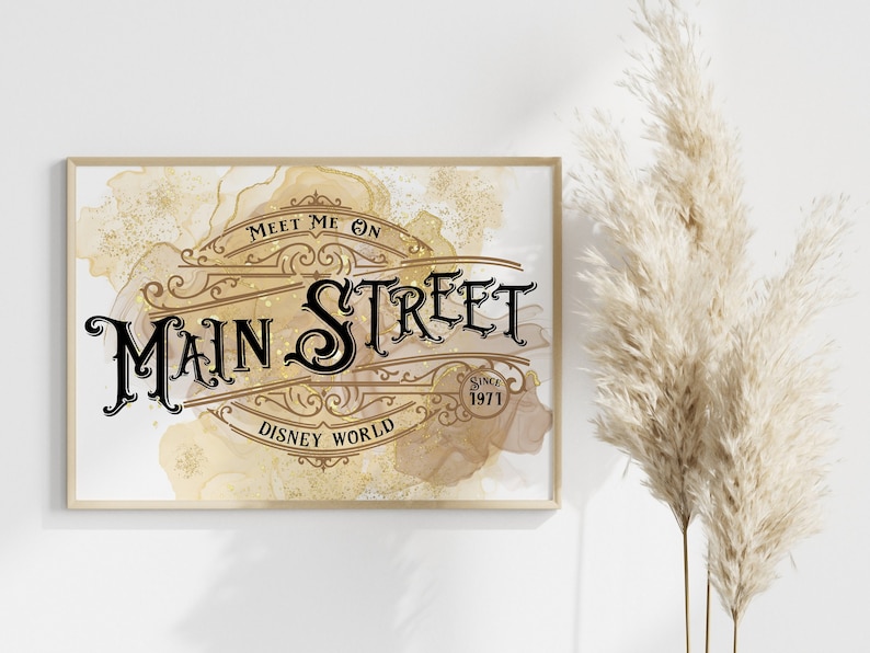 Main Street meet Me on Main Street Wall Print / Magic Kingdom Main St USA / Mickey & Minnie ...