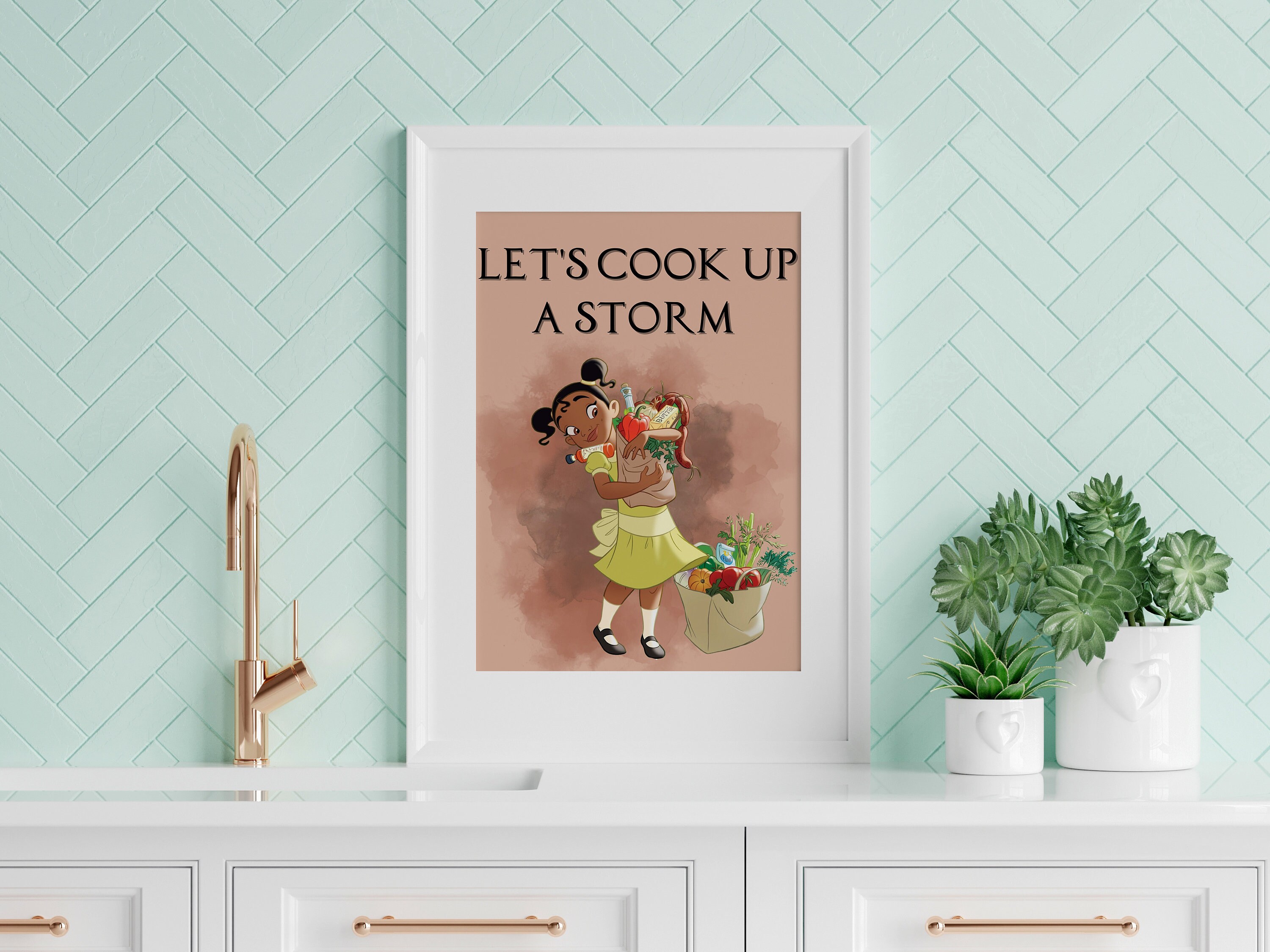 Princess Tiana Kitchen Wall Art let's Cook up A - Etsy