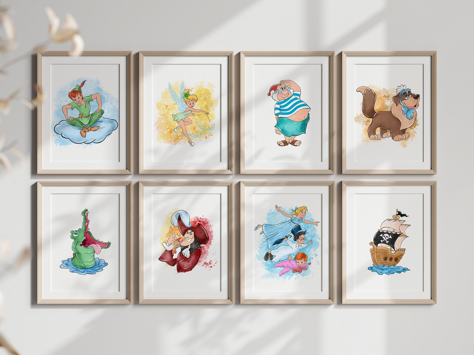 Watercolour Set of 8 Peter Pan Wall Prints / Digital Download / Wendy ...