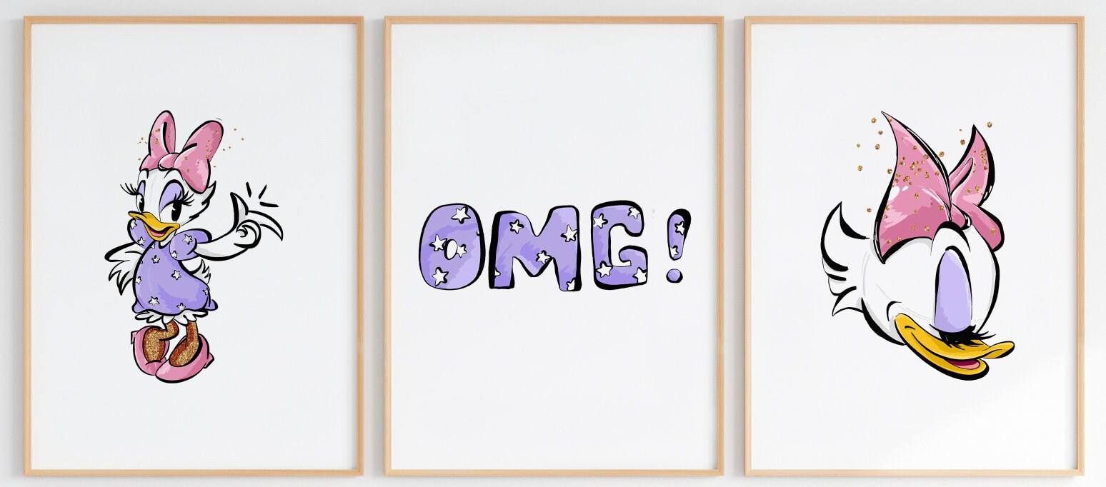 Daisy Duck Set of 6 Wall Prints / Girls Bedroom Wall Art / Sassy Daisy ...