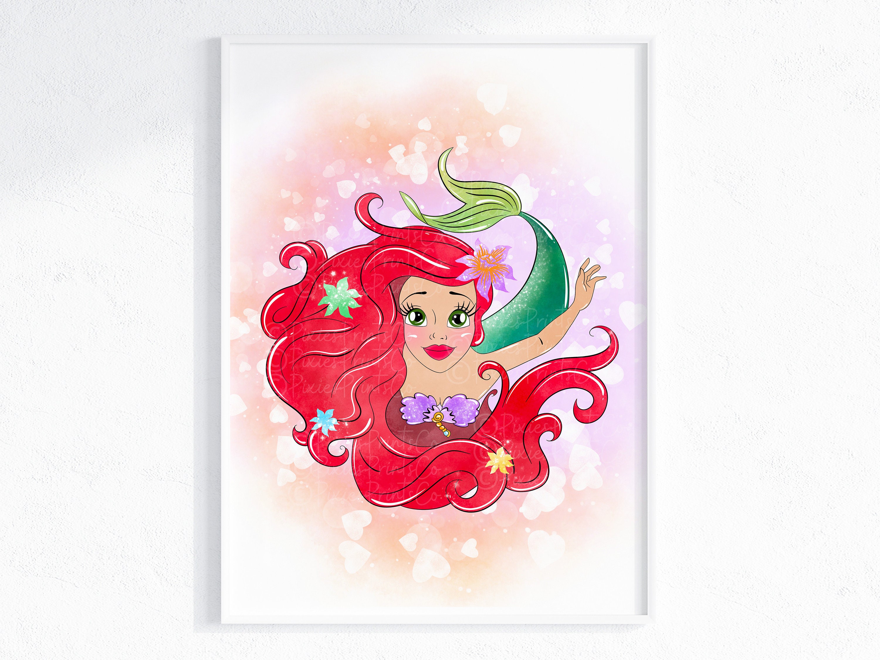 The Little Mermaid Ariel Wall Art / Little Mermaid Ariel Wall Print / Little Mermaid Bedroom ...