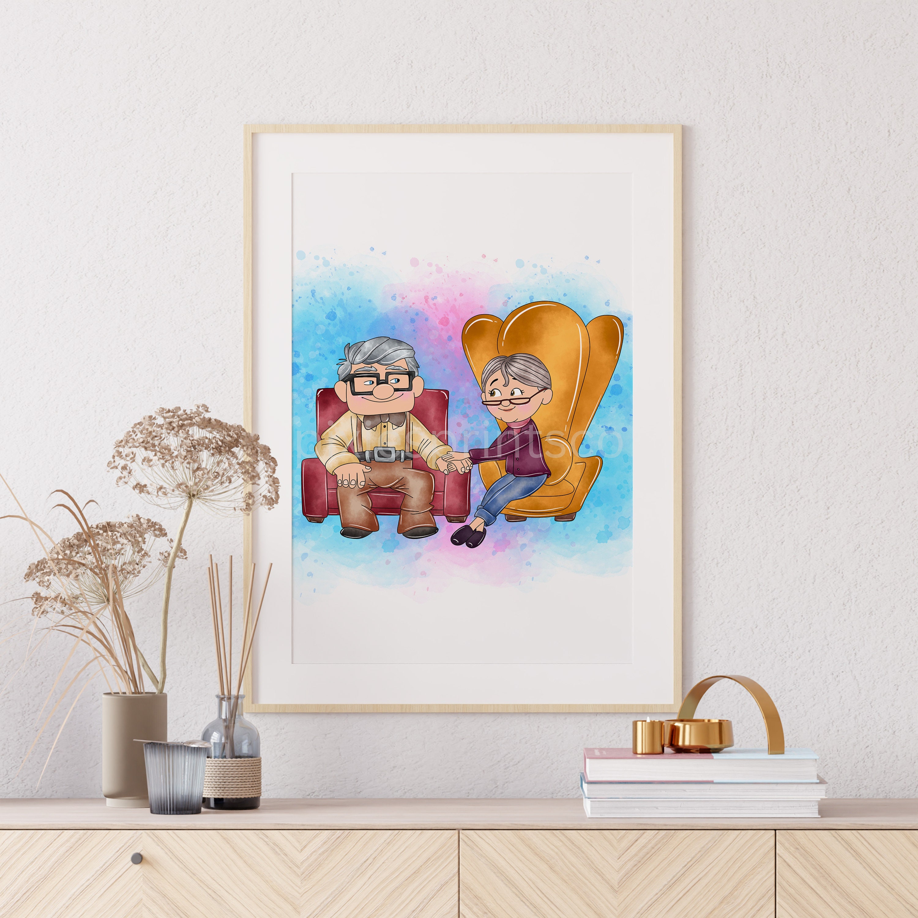 UP Movie Wall Print / Carl Fredricksen & Ellie Fredricksen / up Movie ...