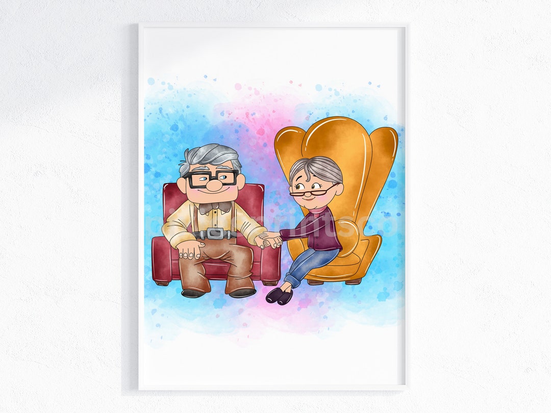 UP Movie Wall Print / Carl Fredricksen & Ellie Fredricksen / up Movie ...