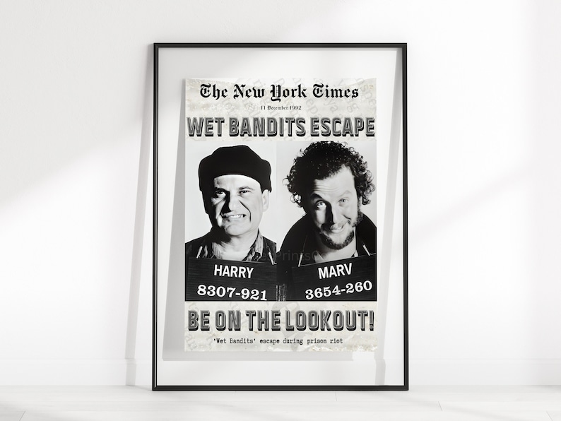 The Wet Bandits Home Alone Movie Mug Shots Wall Print / Home Alone ...