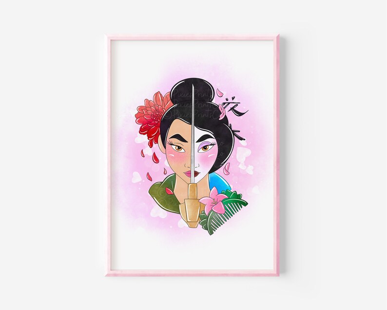 Set of 4 Mulan Wall Prints / Mulan Digital Wall Art / Mulan Bedroom ...