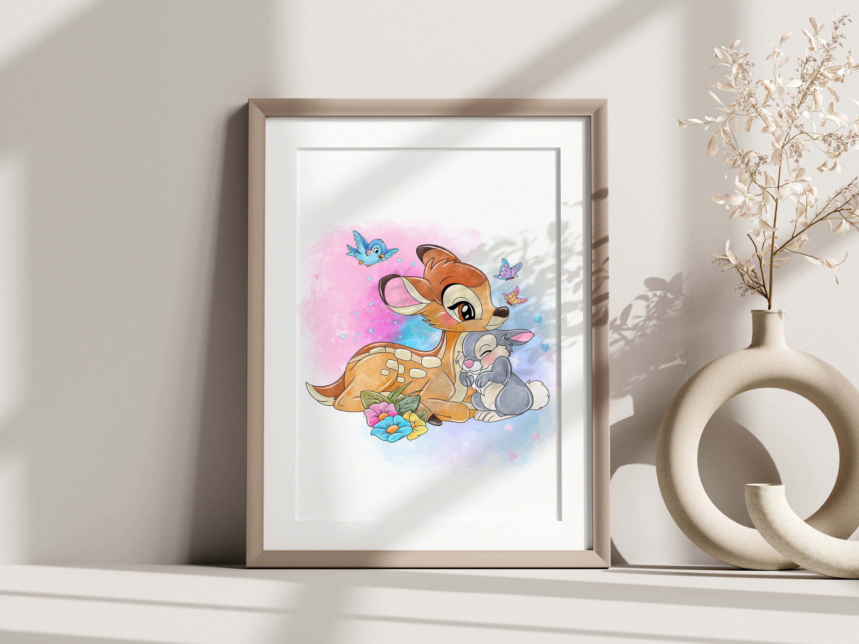 Bambi & Thumper Cuddle Wall Print / Bambi Movie / Bambi Thumper ...