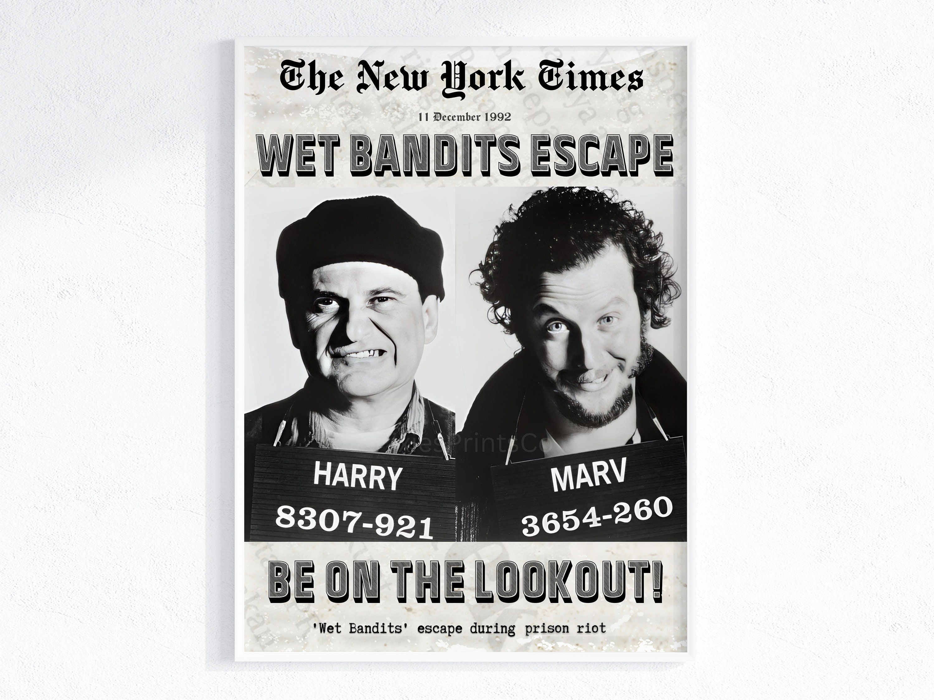 The Wet Bandits Home Alone Movie Mug Shots Wall Print / Home Alone ...