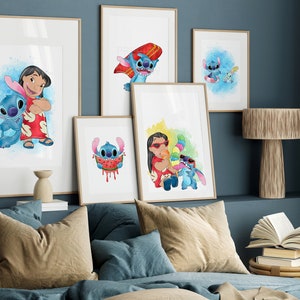 Set of 5 Lilo & Stitch Movie Wall Art Prints / Lilo and Stitch Digital ...
