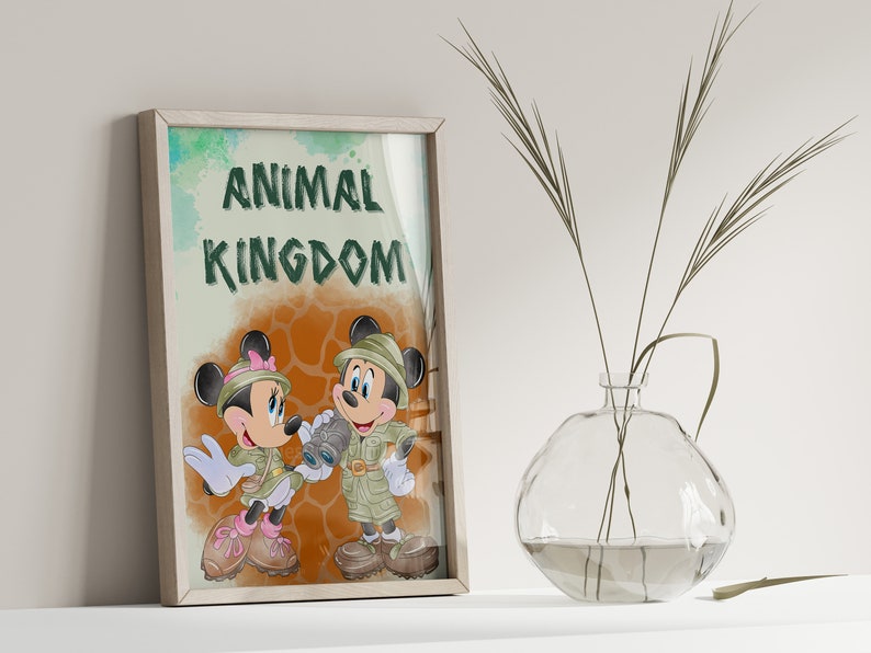 Minnie & Mickey Animal Kingdom Safari Wall Print / Minnie Mickey Jungle ...