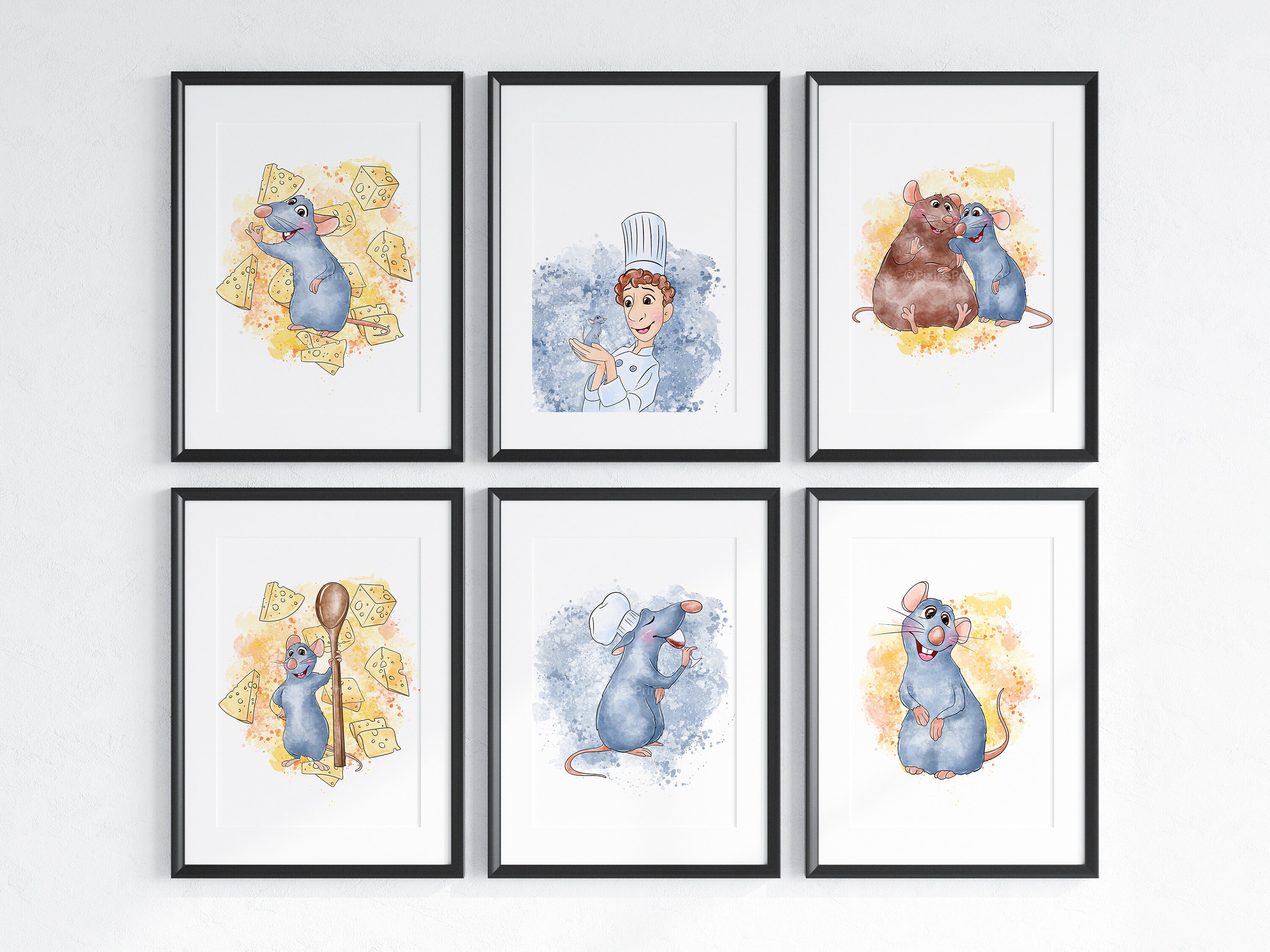 Watercolour Set of 6 Ratatouille Wall Art Prints / Digital Download ...