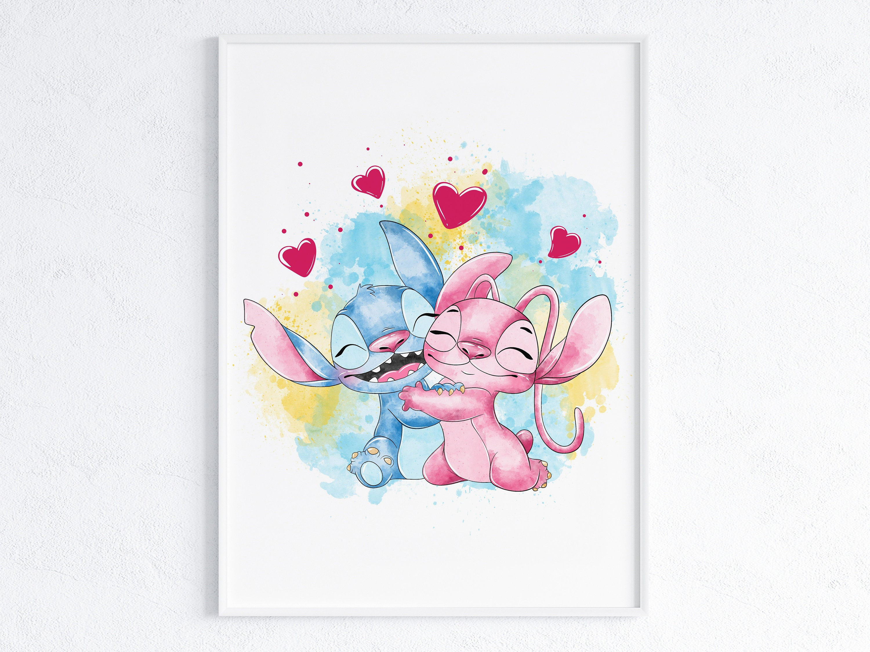 Stitch & Angel Wall Art / Lilo and Stitch Print / Stitch and Girlfriend ...