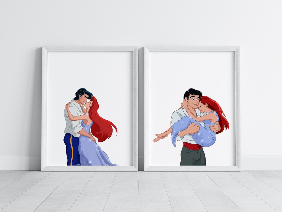 Set of 2 the Little Mermaid Ariel & Eric Wall Prints / Eric and Ariel ...