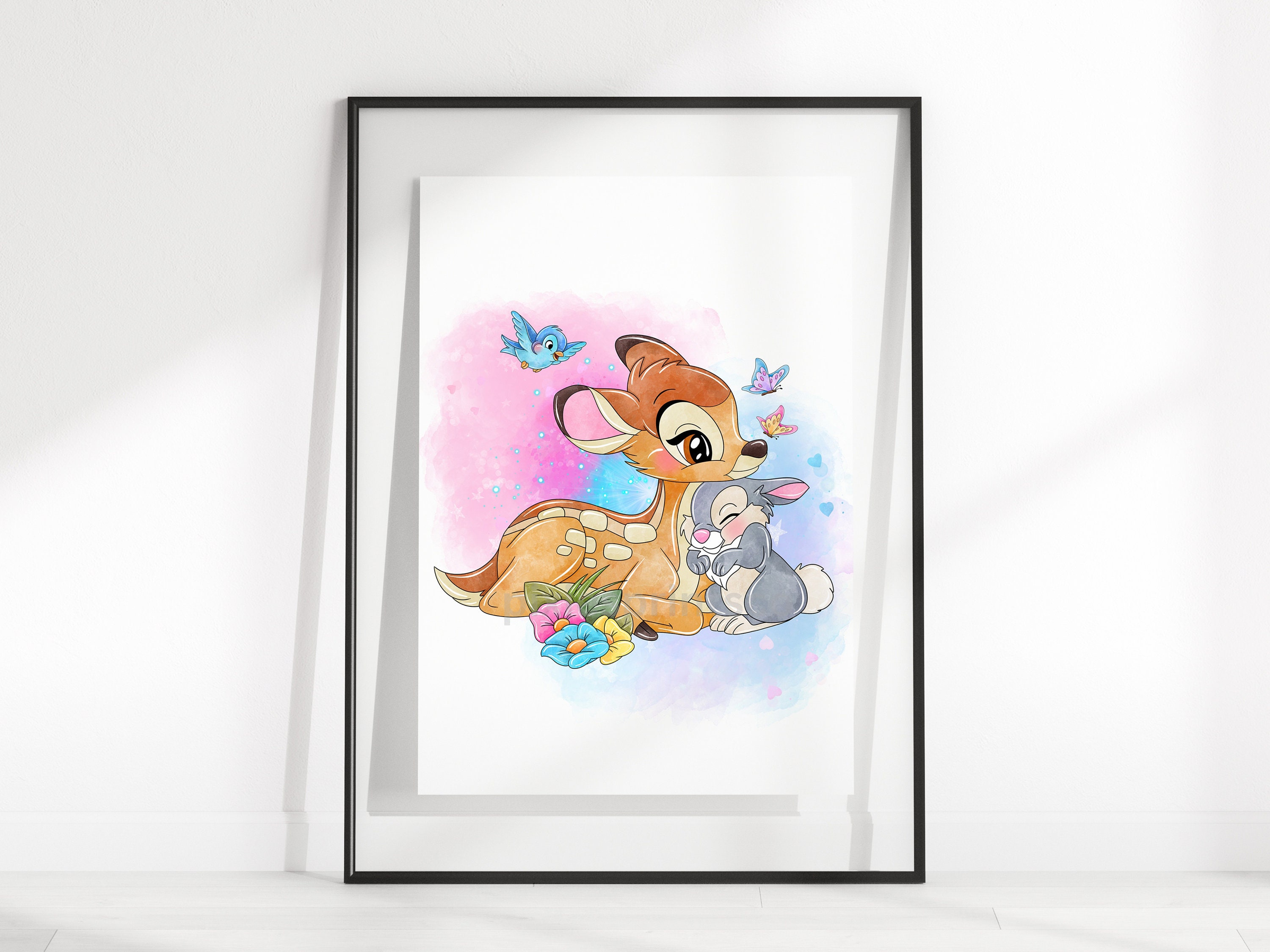 Bambi & Thumper Cuddle Wall Print / Bambi Movie / Bambi Thumper ...