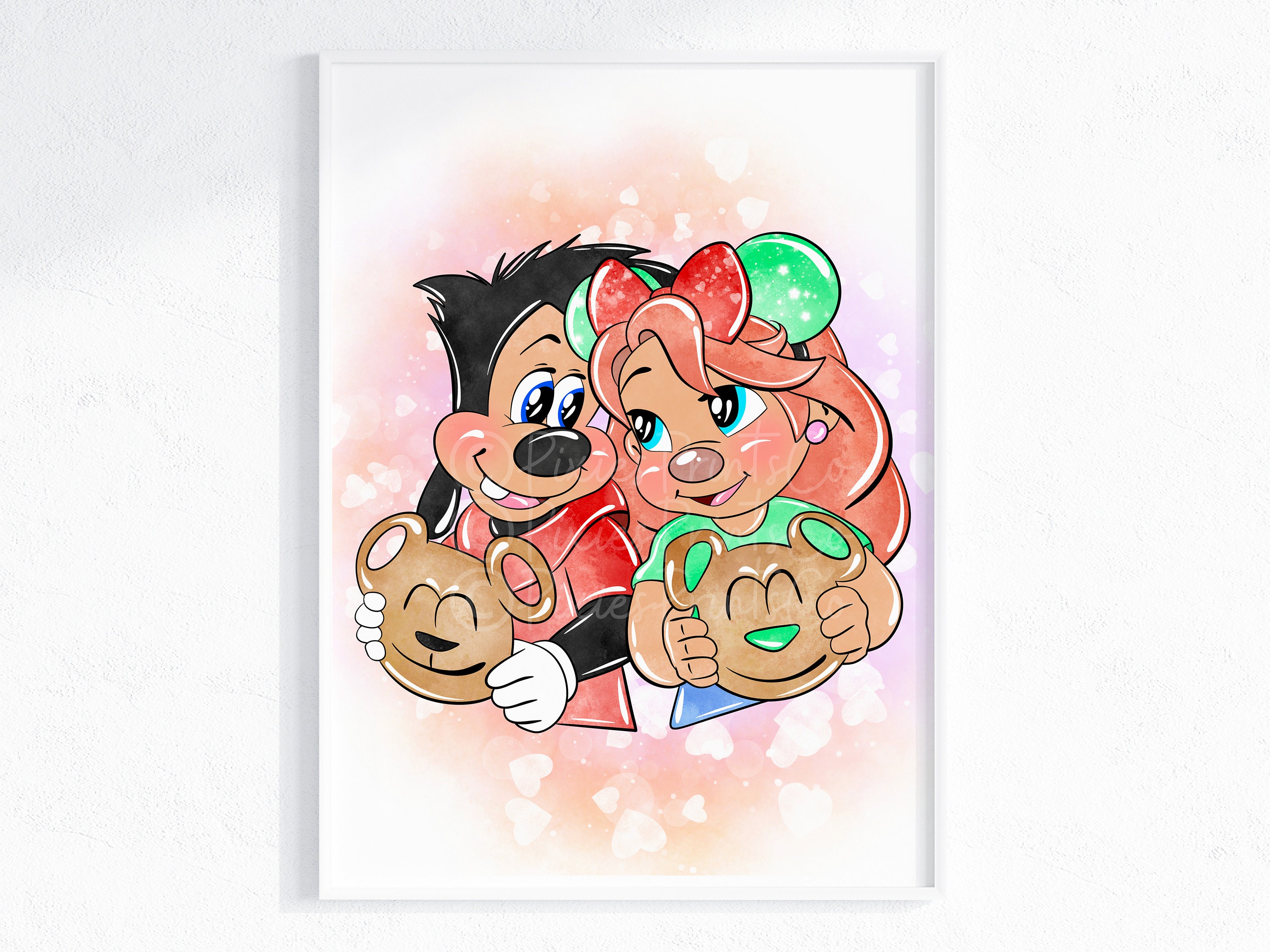 A Goofy Movie Max & Roxanne Mickey Pretzel Wall Print / Mickey Pretzel ...